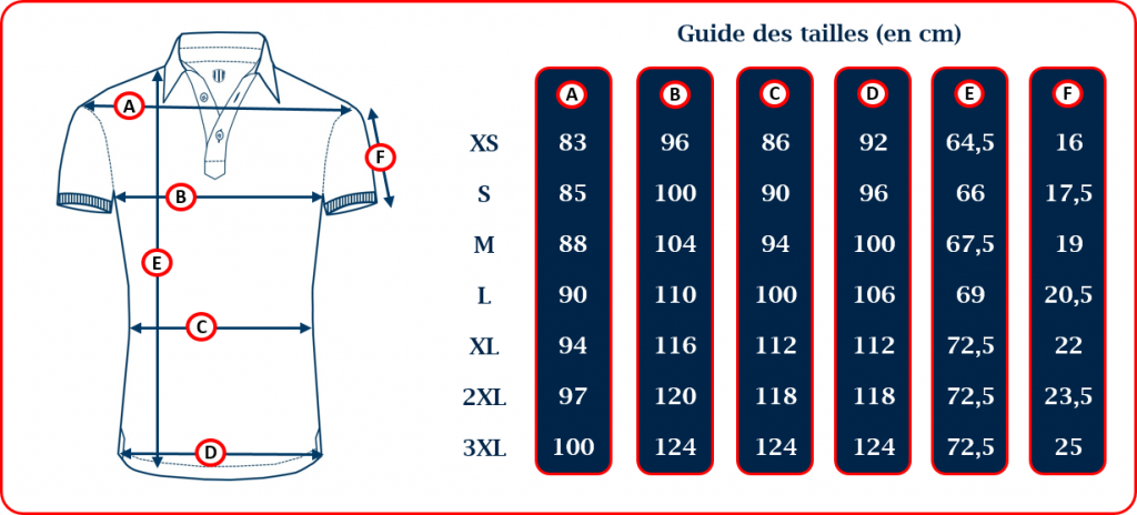 TWS – Guide des tailles – Polos MC | Weekenders.fr